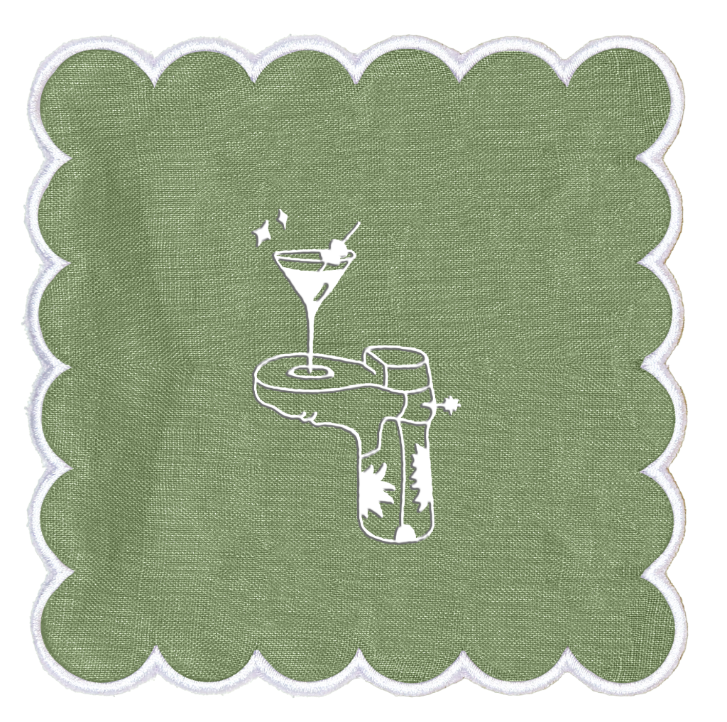 Eli S. | Embroidered Linen Cocktail Napkins – Fete Society